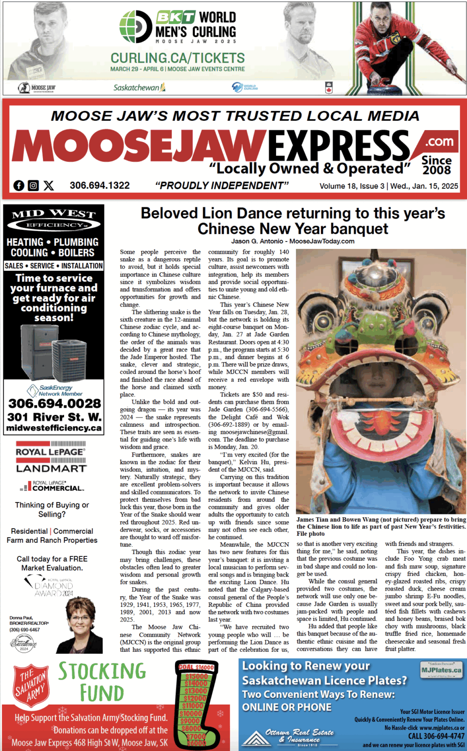 January 15, 2025 – Moose Jaw’s Homegrown Newspaper - Moose Jaw Express