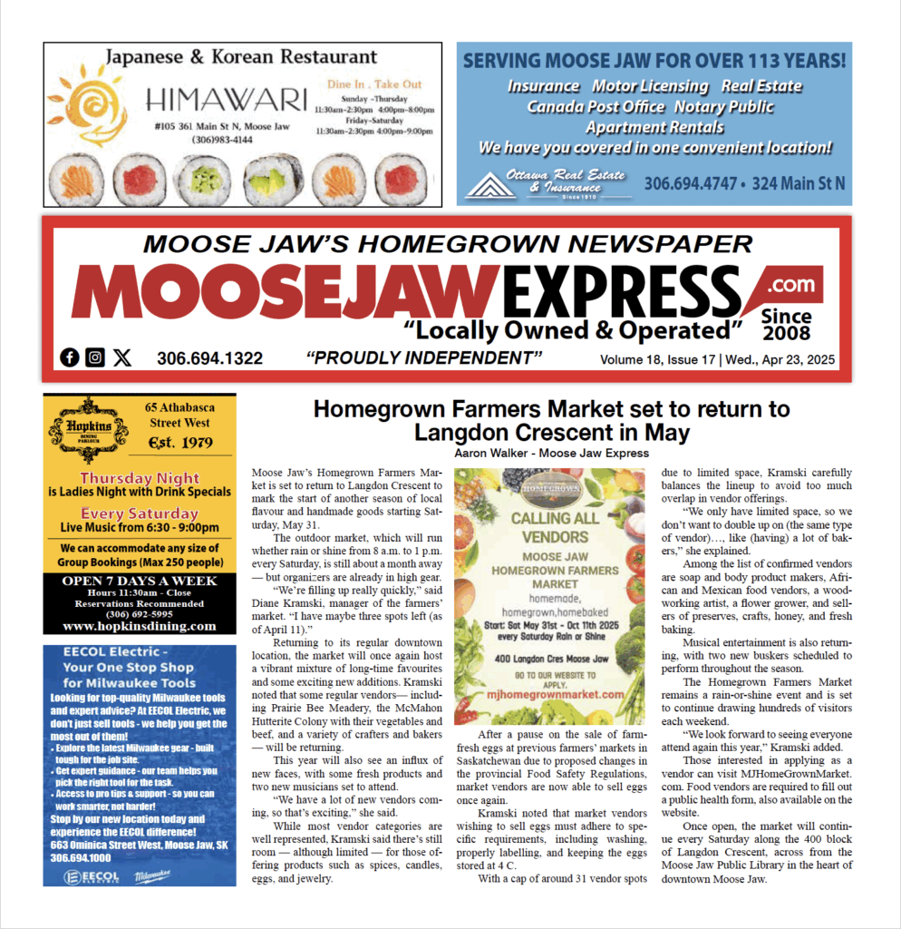 April 23, 2025 - Moose Jaw’s Homegrown Newspaper - Moose Jaw Express